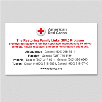 American Red Cross Business Card Restoring Family Double Sided